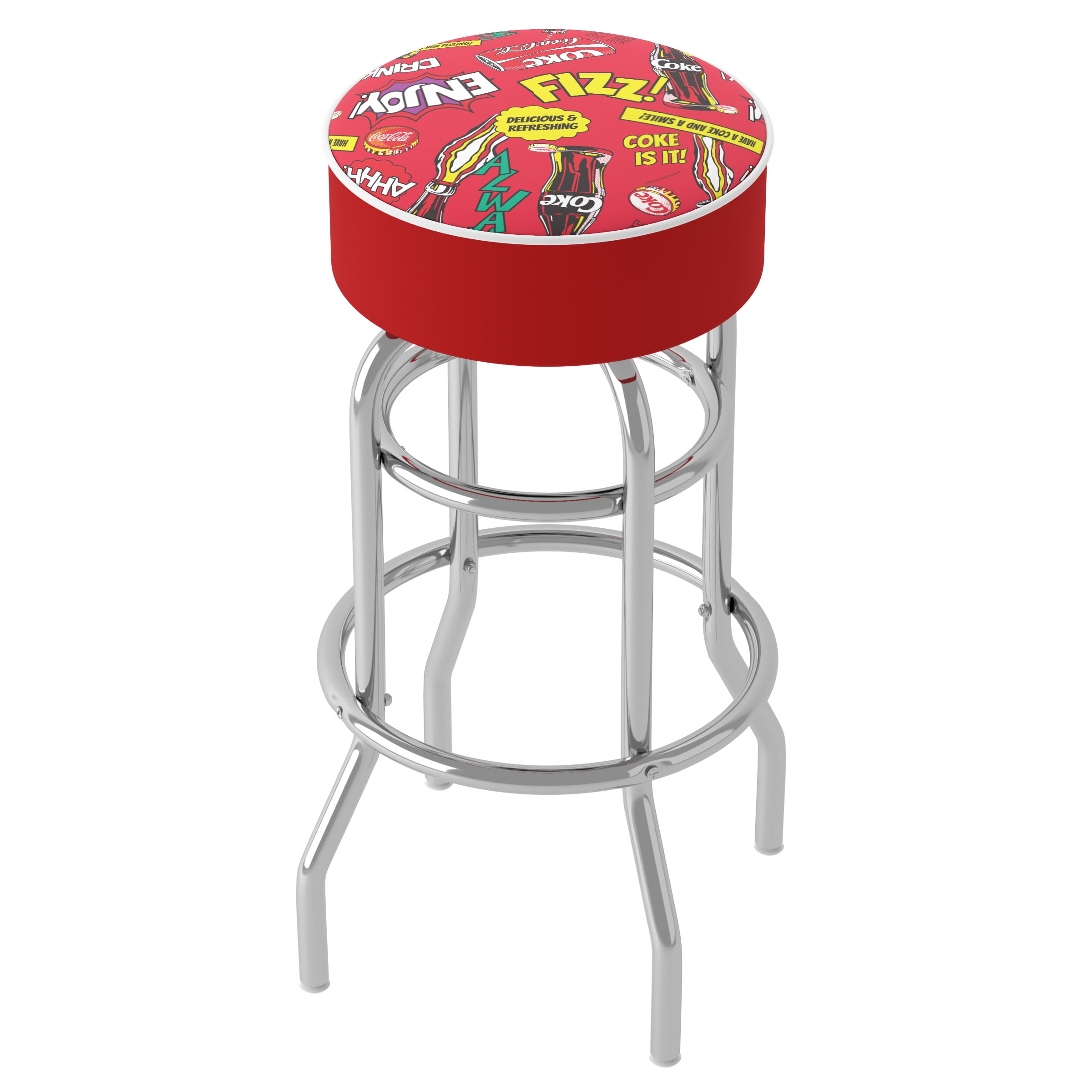 Trademark Gameroom Coca-Cola Pop Art Bar Stool with Padded Seat ...