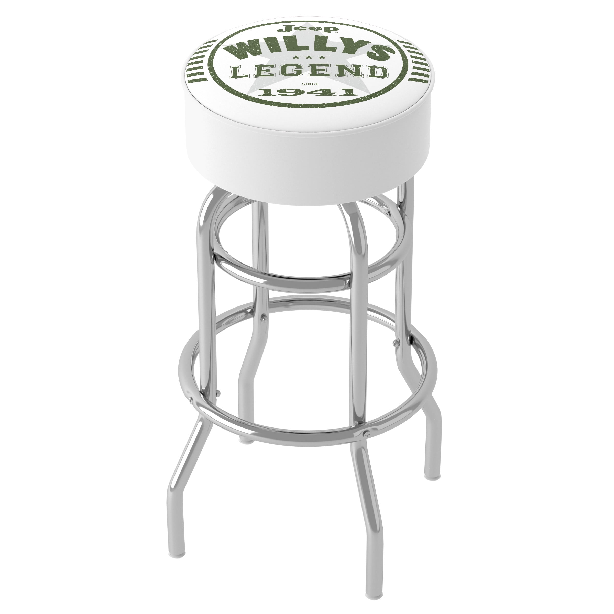 Trademark Gameroom Jeep Willys Legend Green Bar Stool with Padded Seat ...