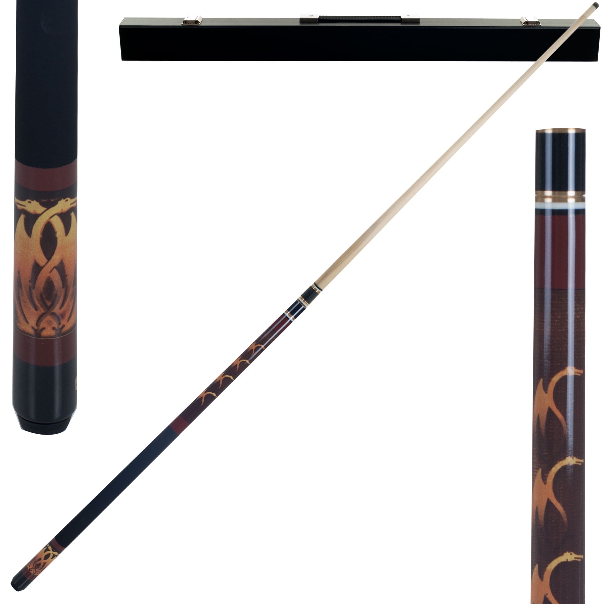 Trademark Games 2-Piece Hardwood Pool Cue with Dragon Design and Hard ...