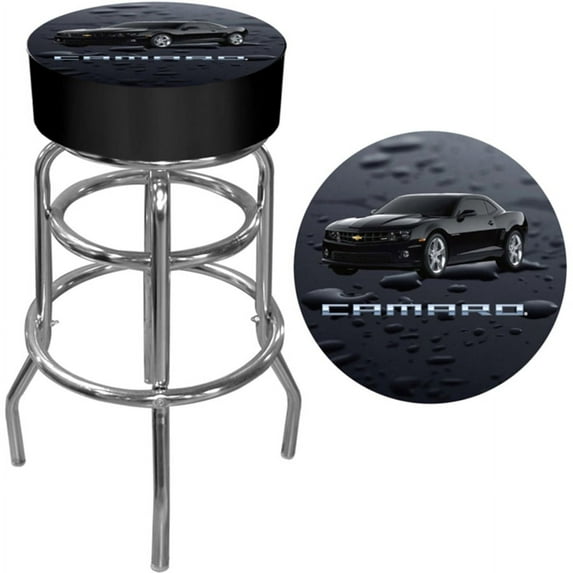 Trademark Global Black Camaro Padded Bar Stool - Walmart.com