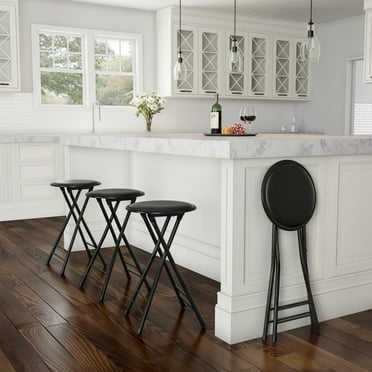 Mainstays Indoor Metal Folding Stool with Slat Back and Microfiber Seat ...