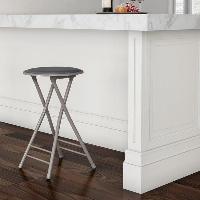 Trademark Home Backless 24-inch Folding Stool with 225lb Capacity (Gray ...