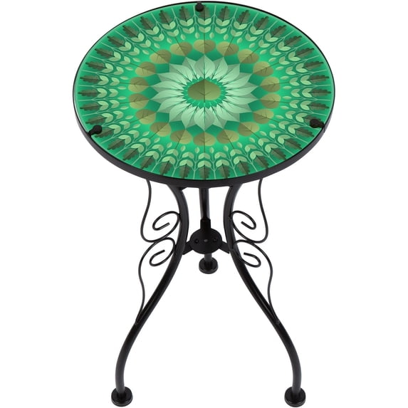 Trademark Innovations 22" Indoor/Outdoor Glass & Metal Side Table (Leaf ...