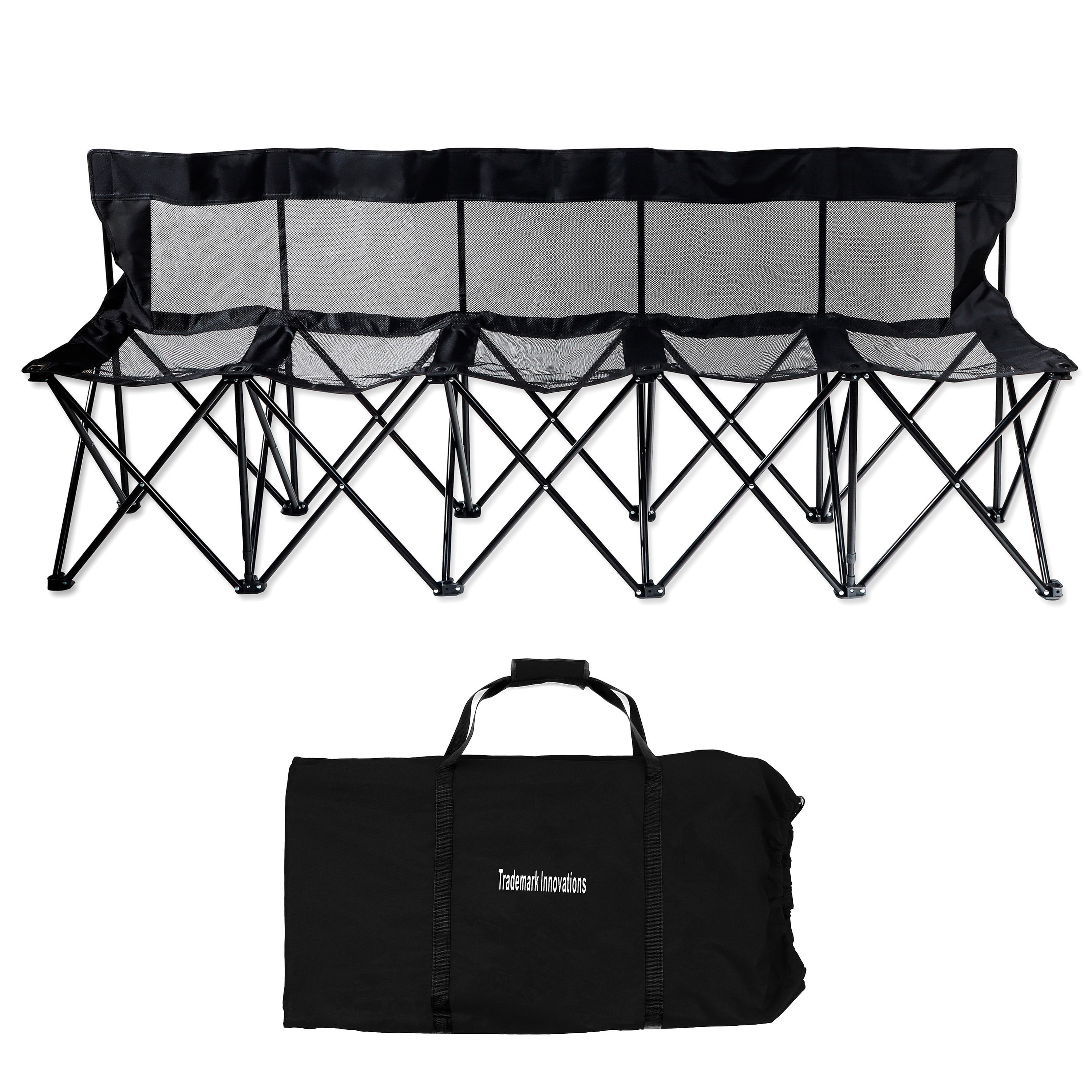 Portable 5-Seater Folding Team Sports Sideline Bench With Mesh Seat and ...