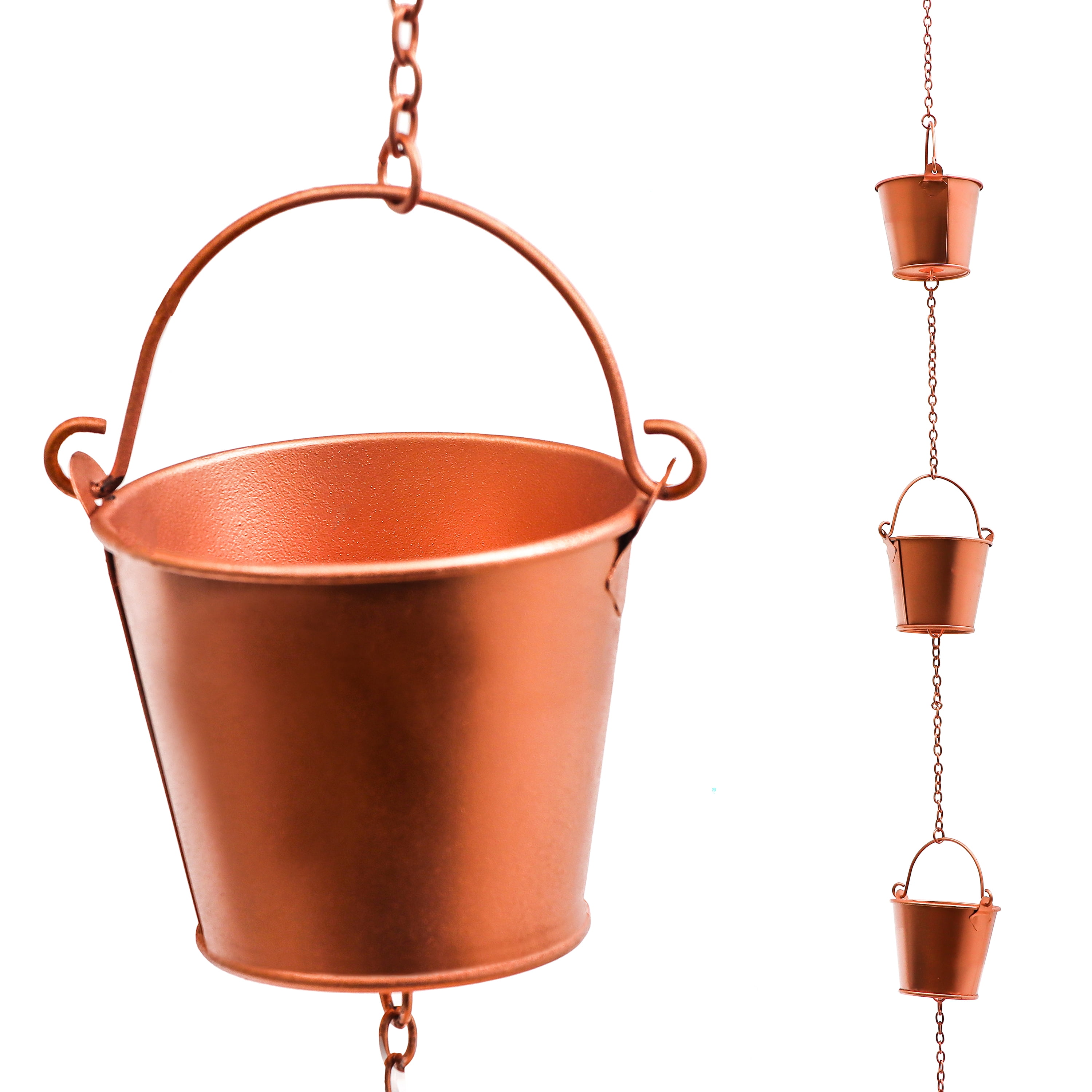 Trademark Innovations Rain Chain Copper Colored Buckets for Gutters and ...