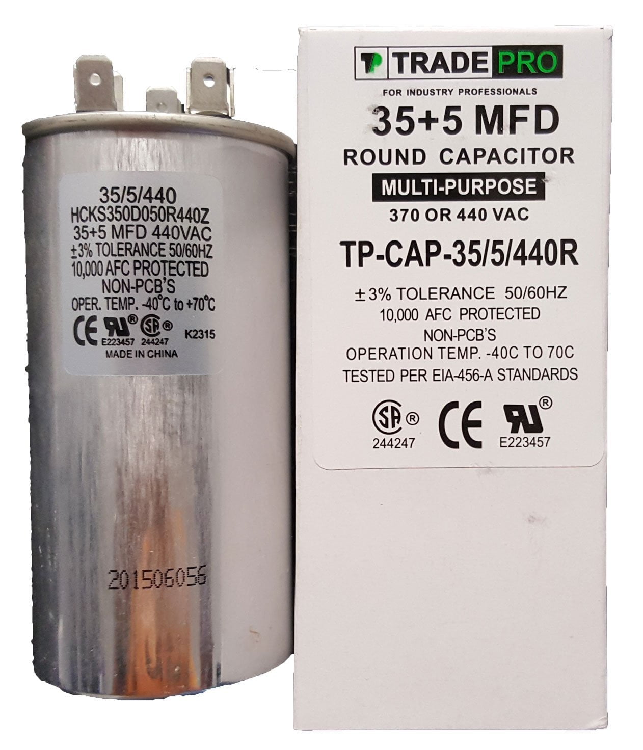 Tradepro TP-CAP-35/5/440R Round Run Capacitor, Gray 440V - Walmart.com