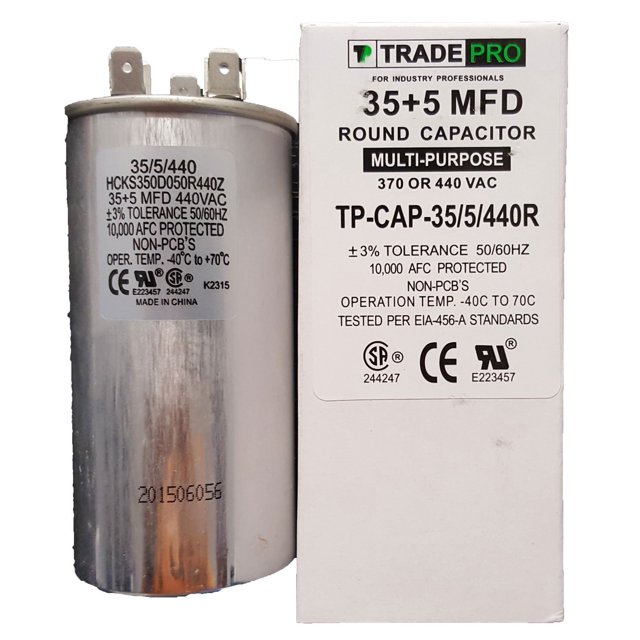 Tradepro TP-CAP-35/5/440R Round Run Capacitor, Gray 440V - Walmart.com