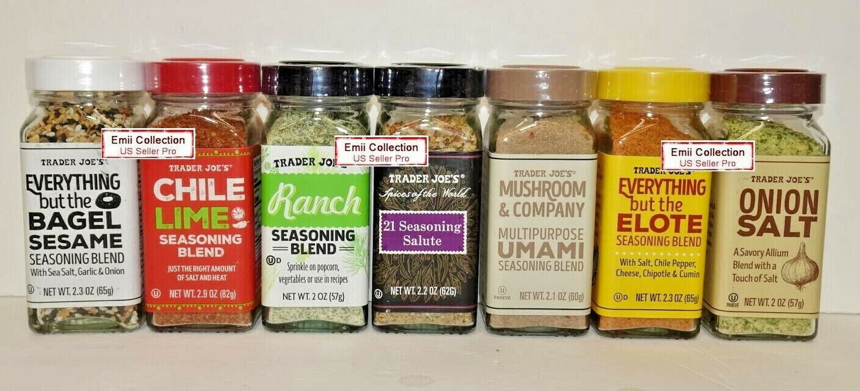 Trader Joe 7 Flavors Spice Seasoning Variety Set (7 Glass Bottles ...
