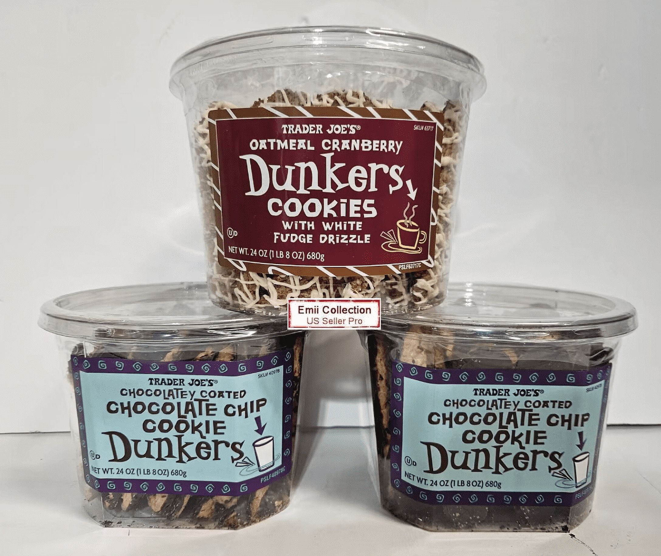 Trader Joe’s 1 Dunkers Oatmeal Cranberry Cookies and 2 Chocolatey Coated Chocolate Chip Cookie ...