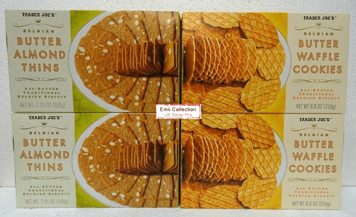 Trader Joe's Belgian Butter Almond Thins & Butter Waffle Cookies (4 ...