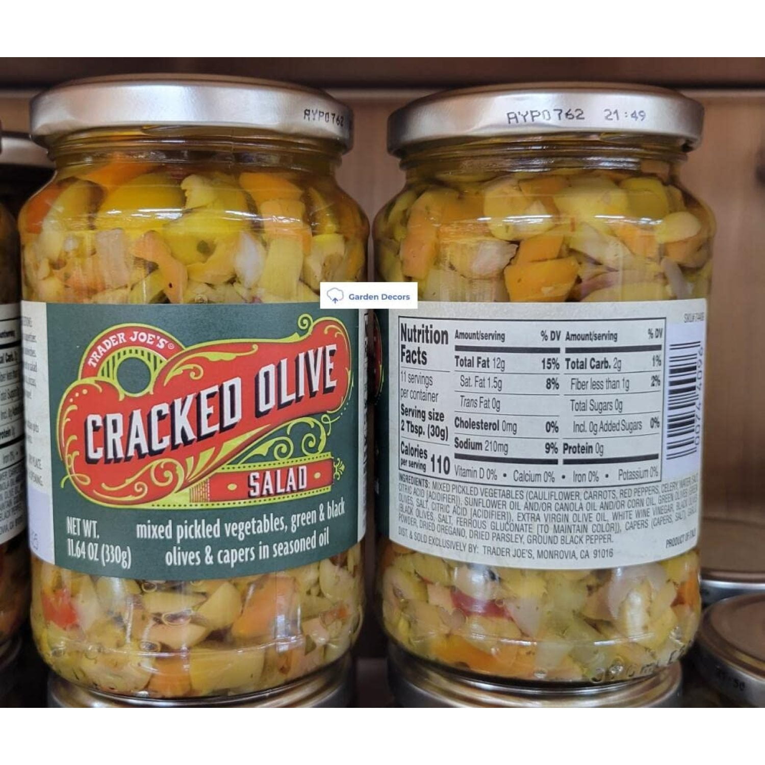 Trader Joe's Cracked Olive Salad 11.64oz 330g (Two Bottles) - Walmart.com