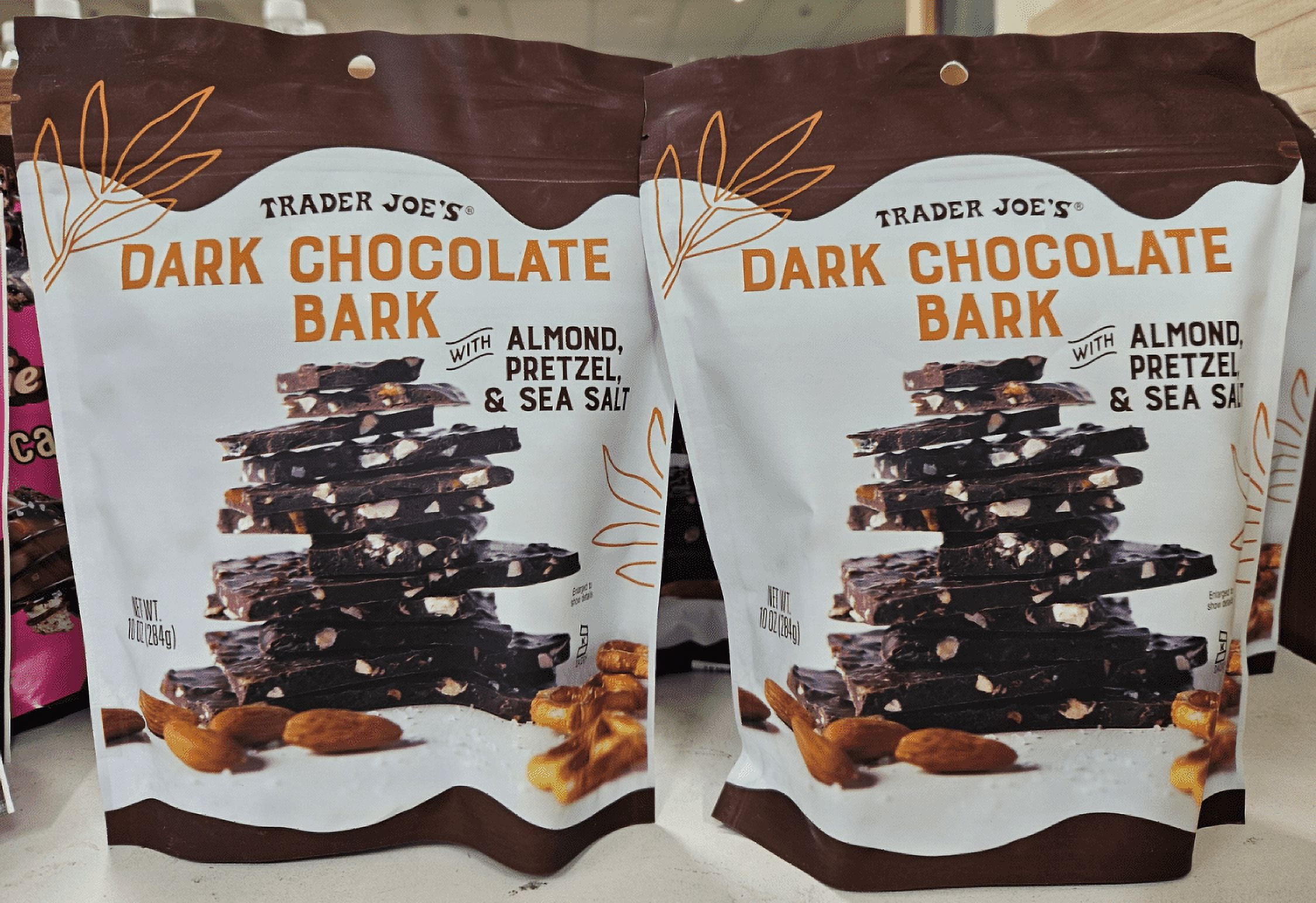 Trader Joe’s Dark Chocolate Bark with Almonds Pretzel & Sea Salt 10oz 284g (2 Bags) - Walmart.com