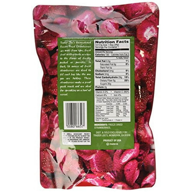 Trader Joe's Dried Fruit Freeze Dried Strawberries Unsweetened and Unsulfured 1.2 OZ (3 Pack ...
