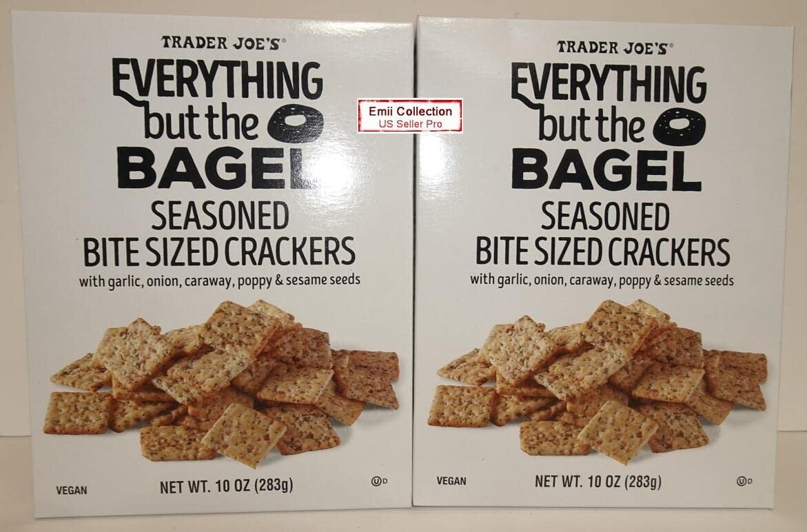 Trader Joe’s Everything but the Bagel Seasoned Bite Size Crackers 10oz 283g (2 Boxes) - Walmart.com