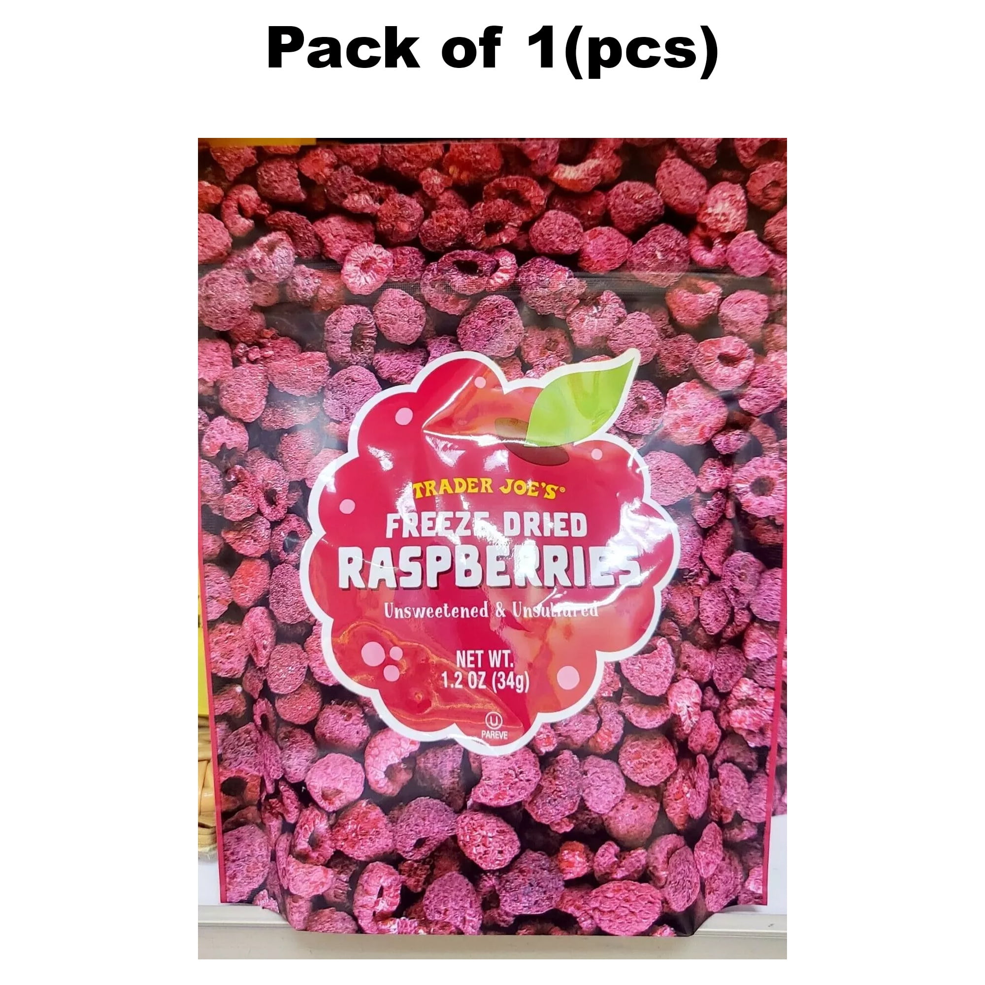 Trader Joe's Freeze Dried Raspberries, Unsweetened, Unsulfured, 1.2 Oz - Walmart.com