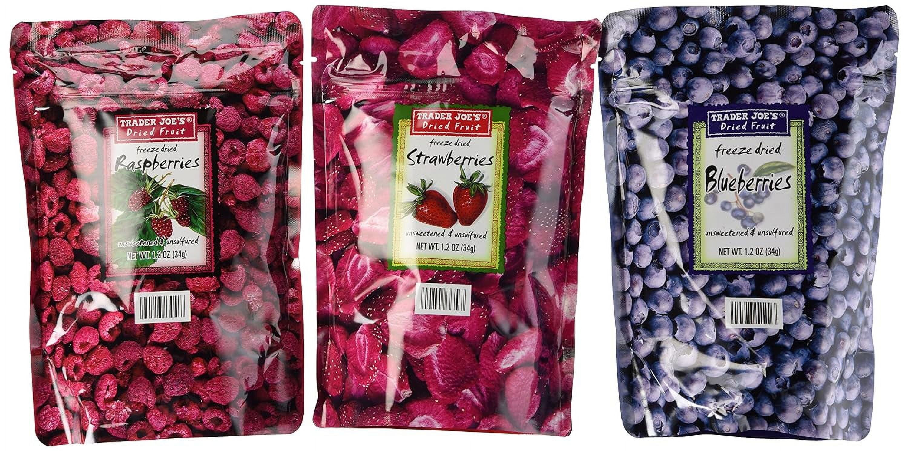 Trader Joe's Freeze Dried Fruit Variety Pack, Blueberry, Strawberry, Raspberry, 1.2 Oz, Pack of ...