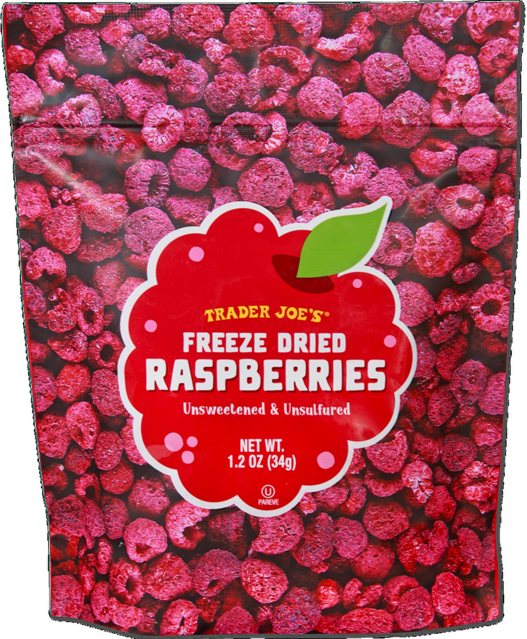 Trader Joe's Freeze Dried Raspberries, Unsweetened, Unsulfured, Sweet-Tart Snack, 1.2oz ...