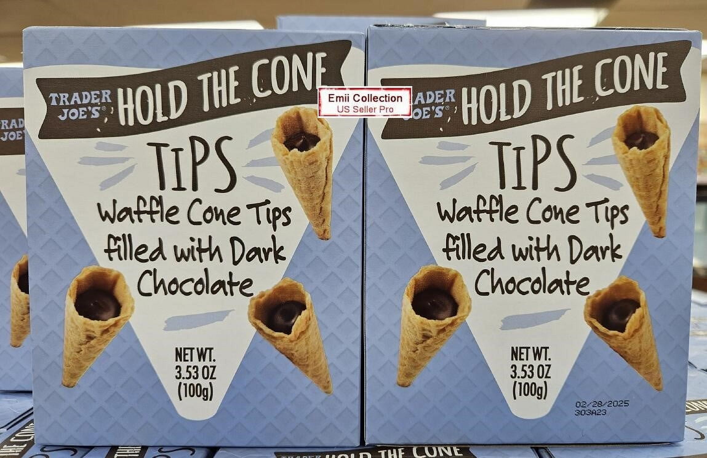 Trader Joe’s Hold the Cone Tips Waffle Cone Tips Filled with Dark ...