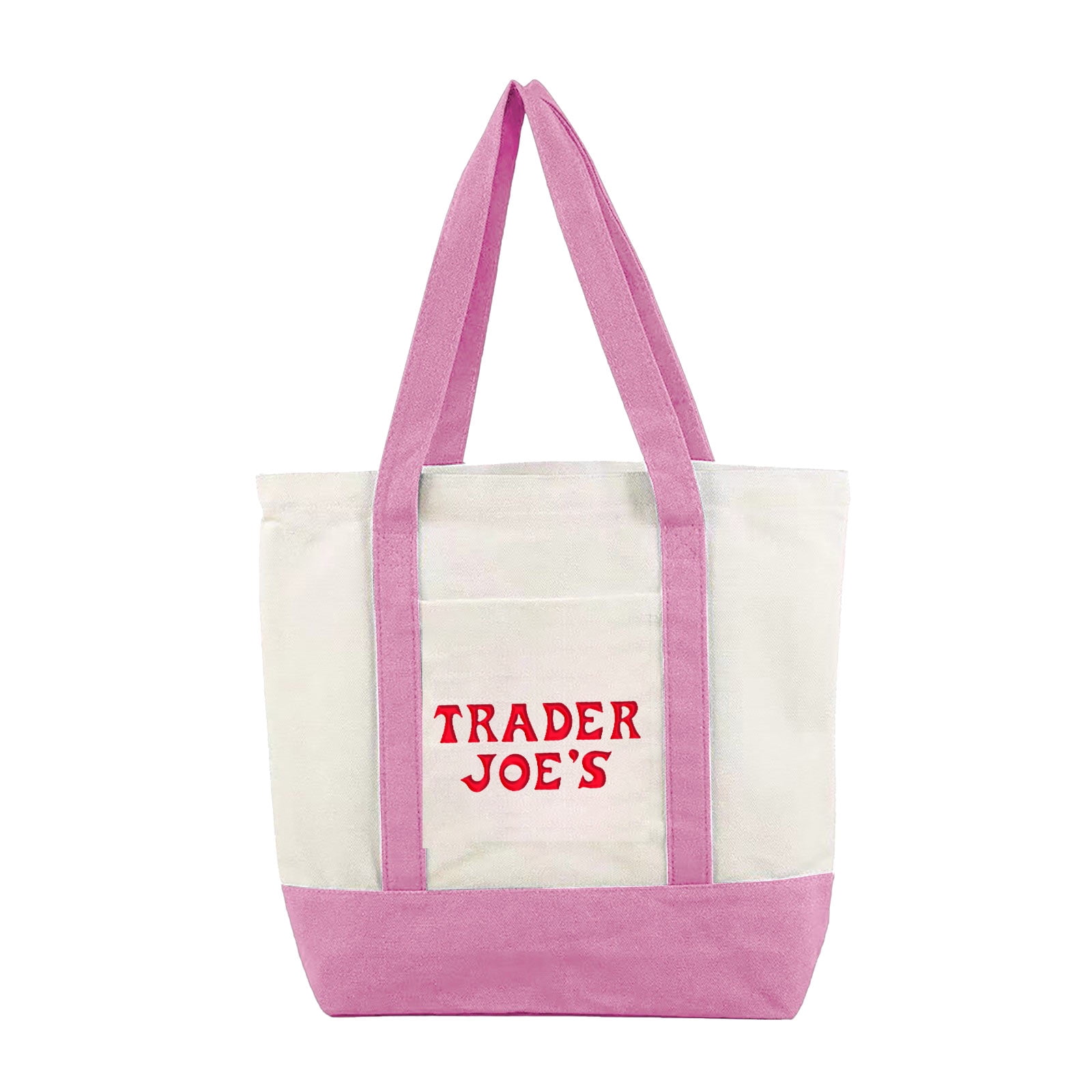 Trader Joe’s MINI Canvas Tote - White Navy with Red Embroidered ! Brand ...