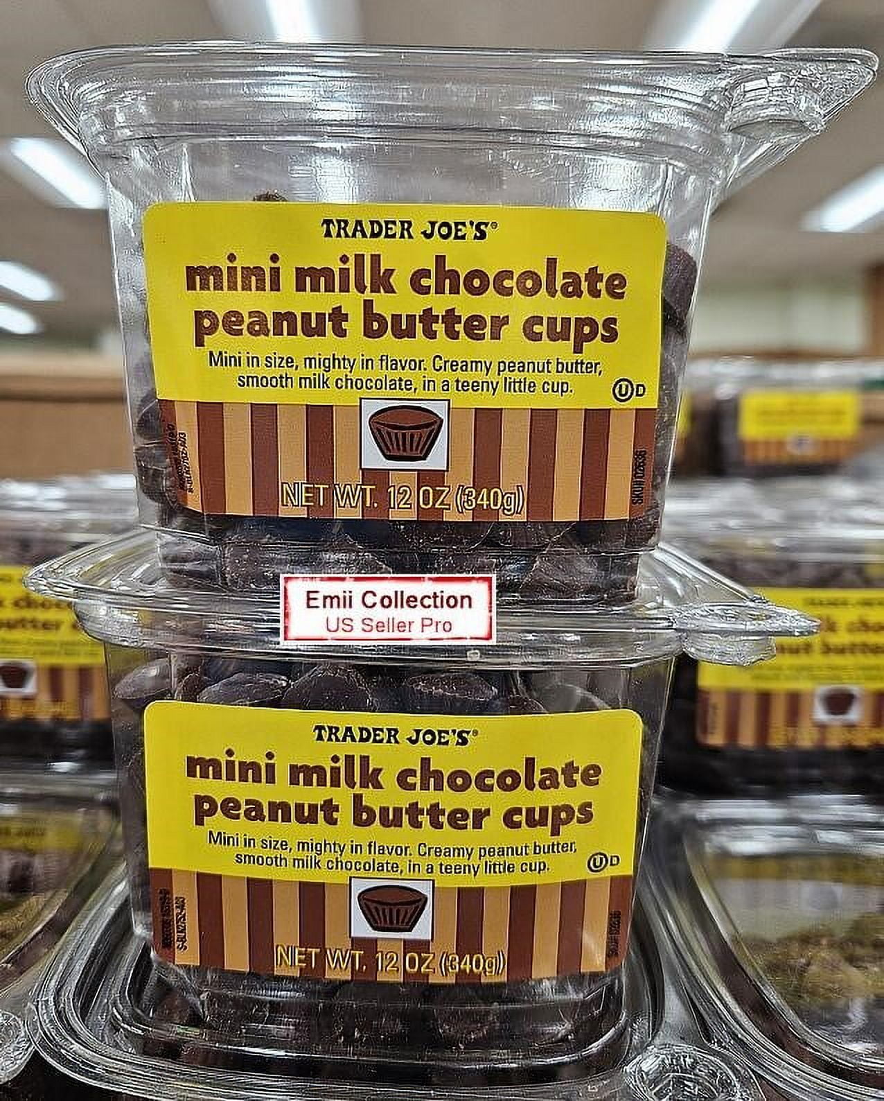 Trader Joe's Mini Milk Chocolate Peanut Butter Cups, 2 Tubs, 12oz 340g - Walmart.com