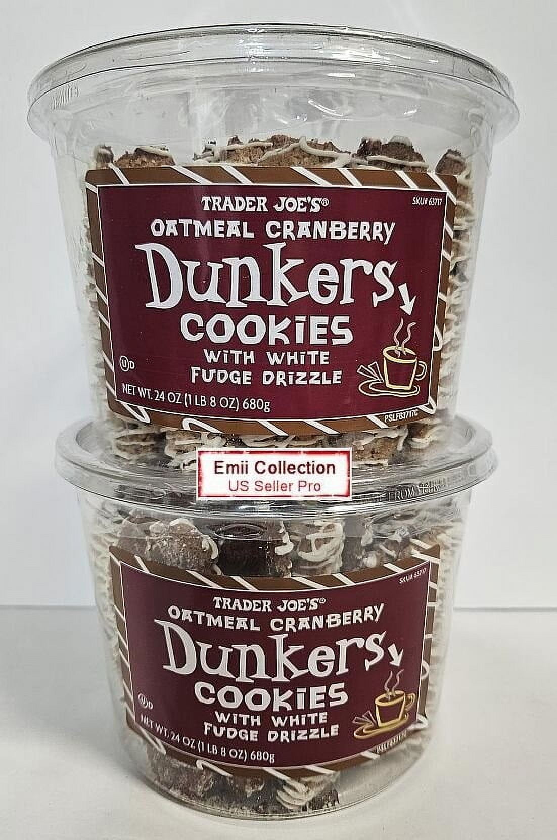 Trader Joe’s Oatmeal Cranberry Cookies Dunkers 24oz 680g (2 Tubs ...