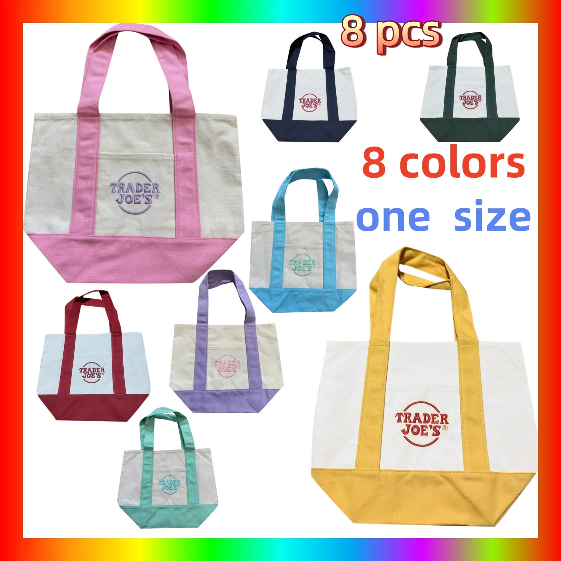 Trader Joe's Pastel Mini Canvas Tote Bags 2025 Seasonal LIMITED EDITION ...