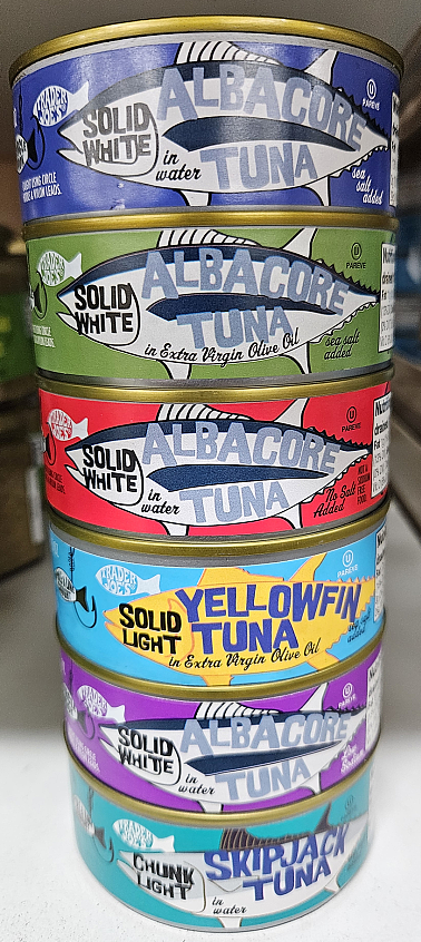 Trader Joe's Solid White Albacore Tuna, Solid Light Yellowfin Tuna ...