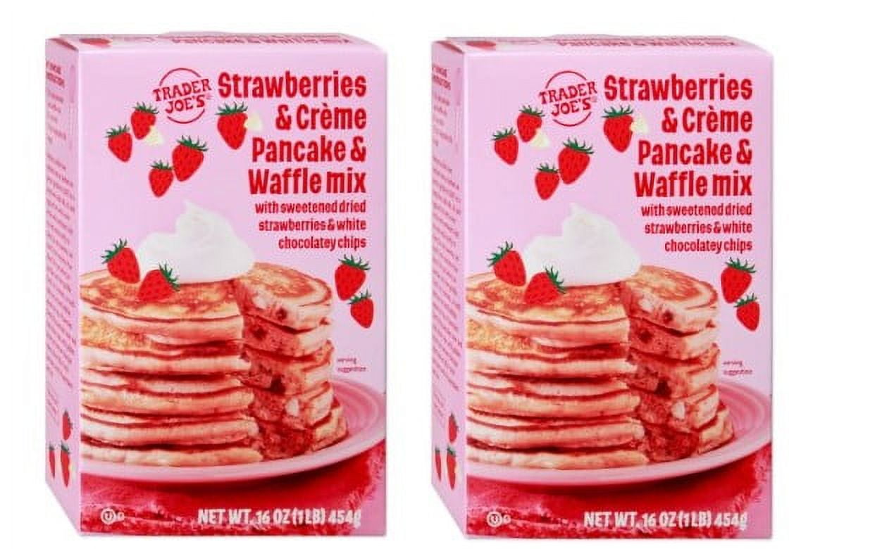 Trader Joe's Strawberries & Crème Pancake & Waffle Mix 16oz (1LB) 454g x 2 - Walmart.com
