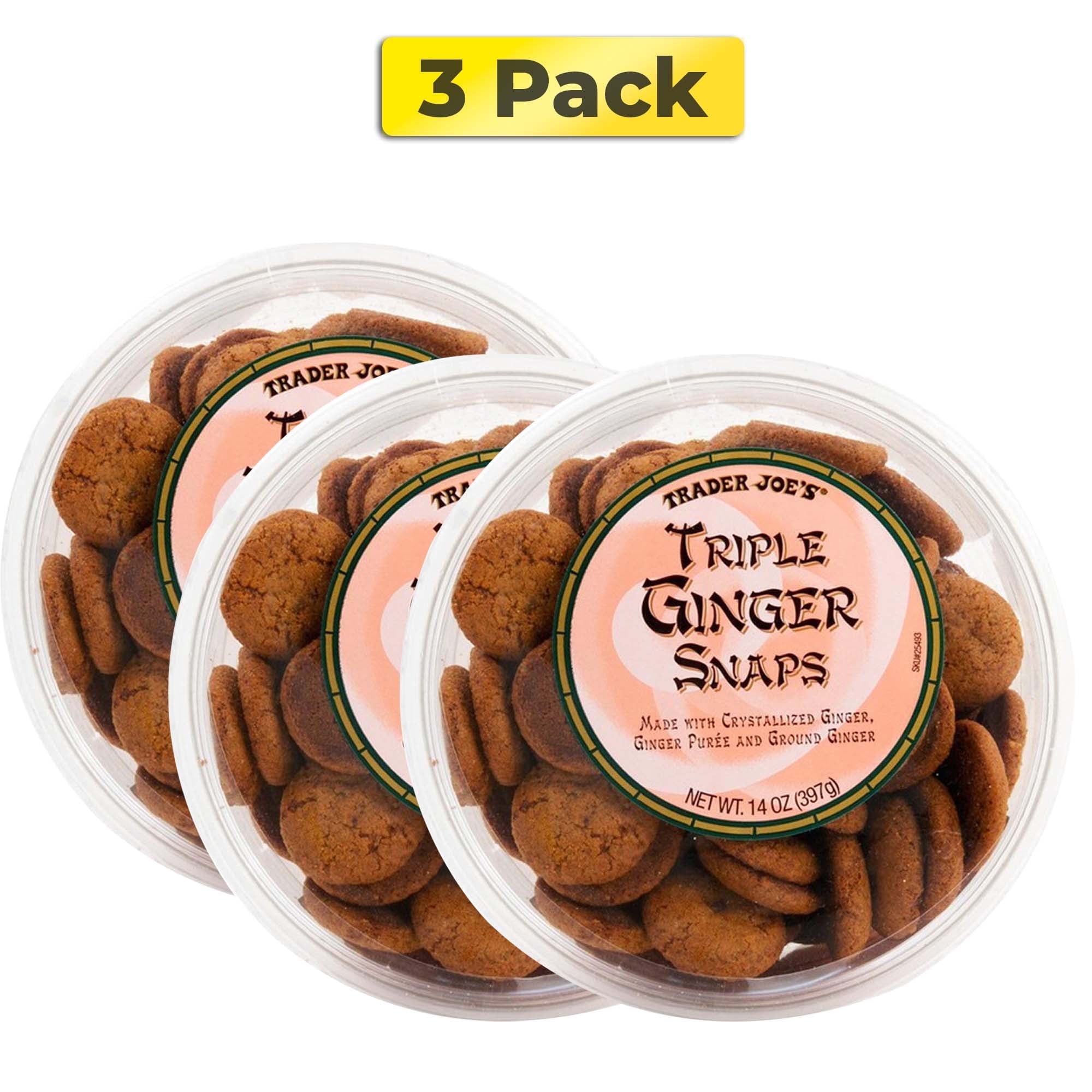 Trader Joe's Triple Ginger Snaps Cookies, 3 Pack, 14 oz, Spicy and ...