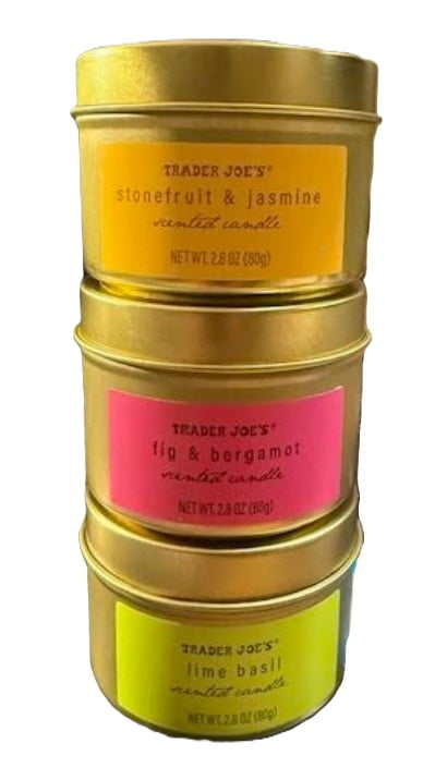Trader Joe's scented Candle Trio Line Basil, Fig & Bergamot, Stonefruit ...
