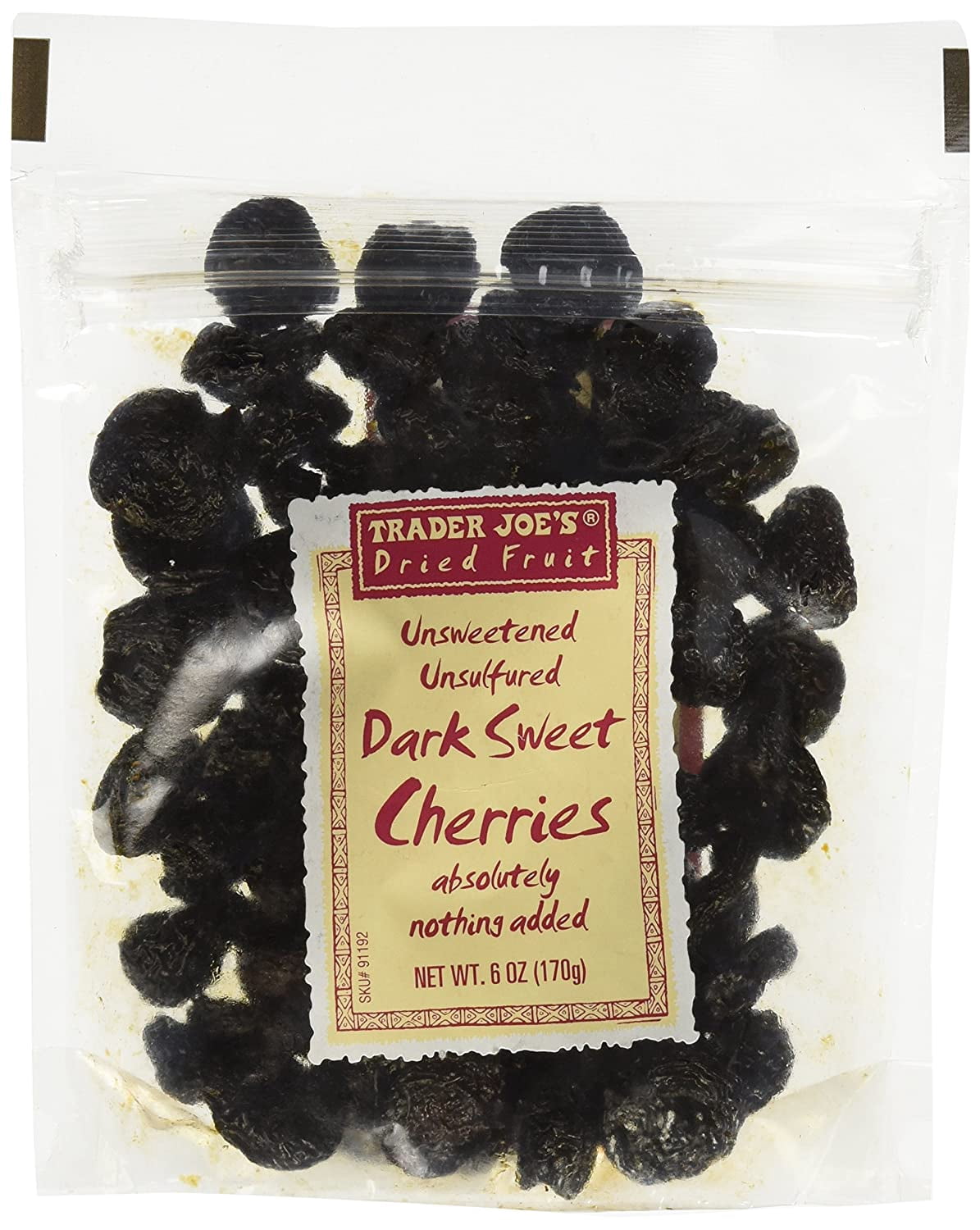 Trader Joes Unsweetened Unsulfured Dark Sweet Dried Cherries, 6 Ounce ...