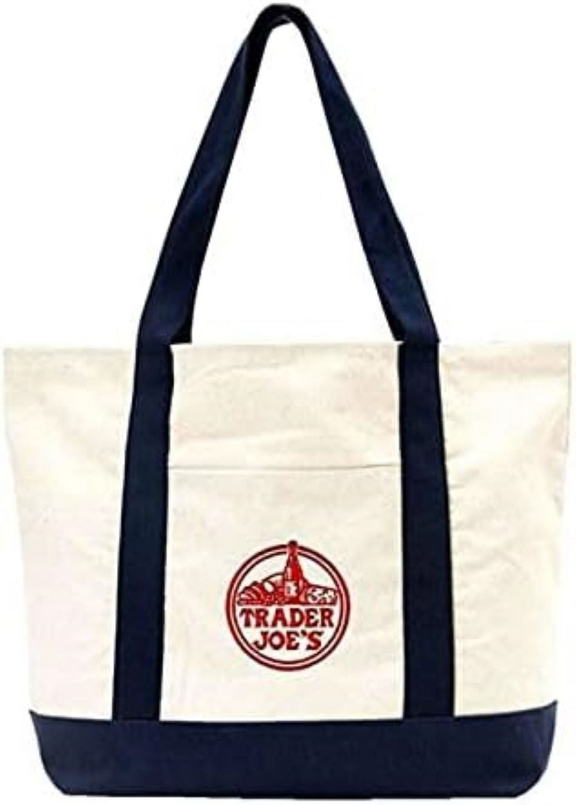 Trader Joe's Large Tote Shopping Bag Cotton Canvas Embroidered Bag ...