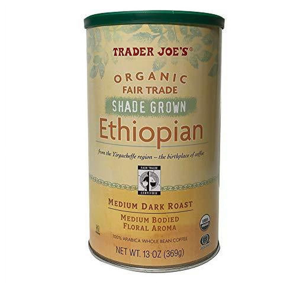Trader Joes Organic Fair Trade Ethiopian Whole Bean Coffee Medium Dark ...