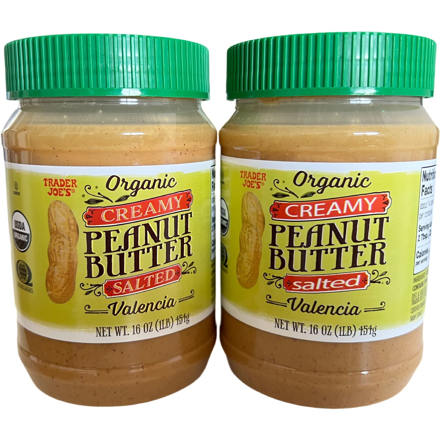 Trader Joe's Organic Peanut Butter, Creamy Salted Valencia, 1 lb, Pack ...
