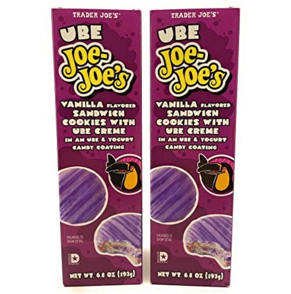 Trader Joes- UBE Joe-Joe's Vanilla Flavored Sandwich Cookies with UBE ...