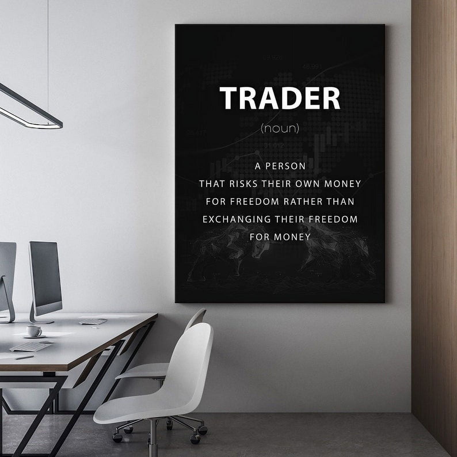 Trader Noun Definition Motivational Wall Art Trader Office Decor Canvas ...