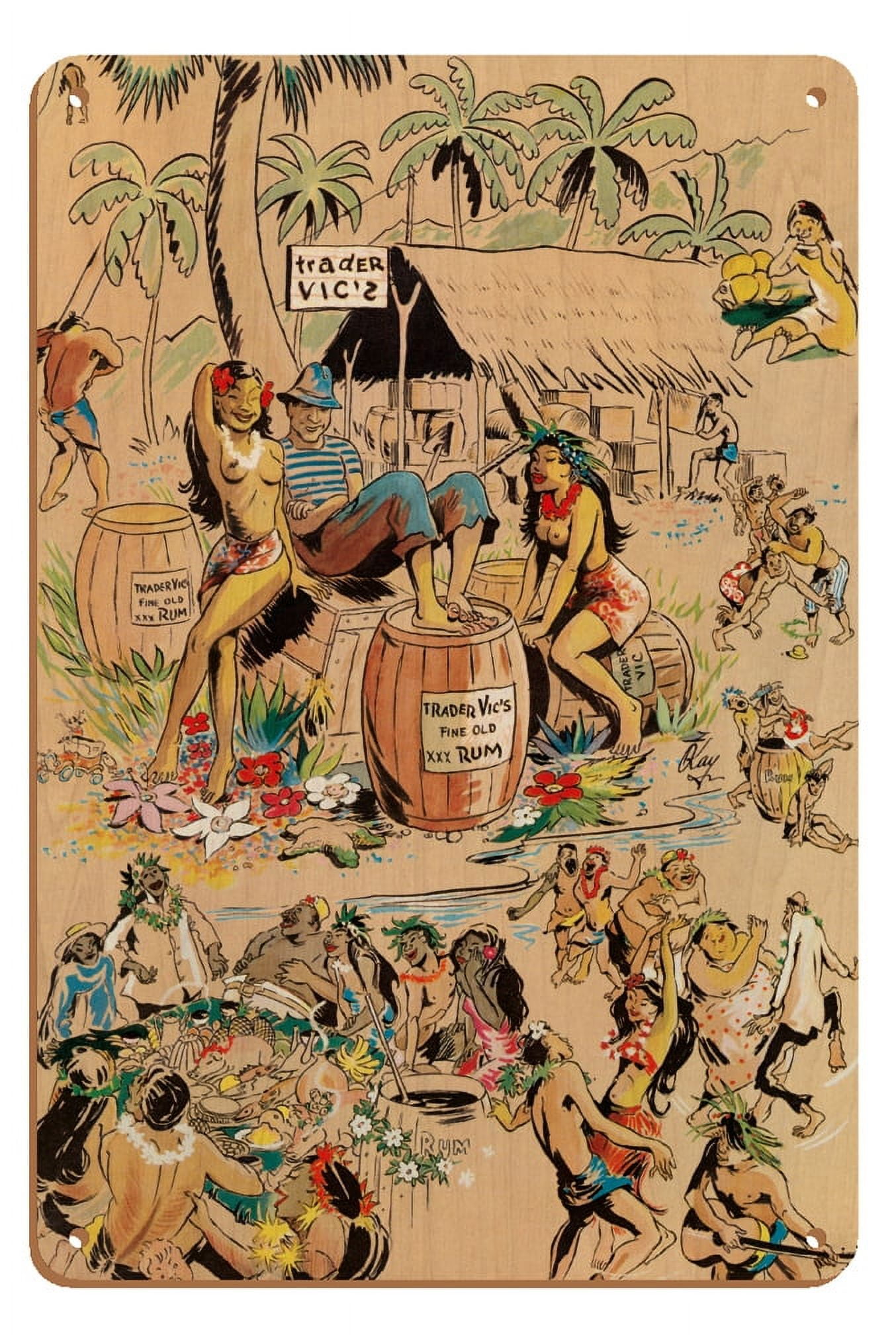 Trader Vics Tiki Bar Menu Cover - Vintage Advertising Poster by Kay c.1947 - 8 x 12 inch Vintage ...