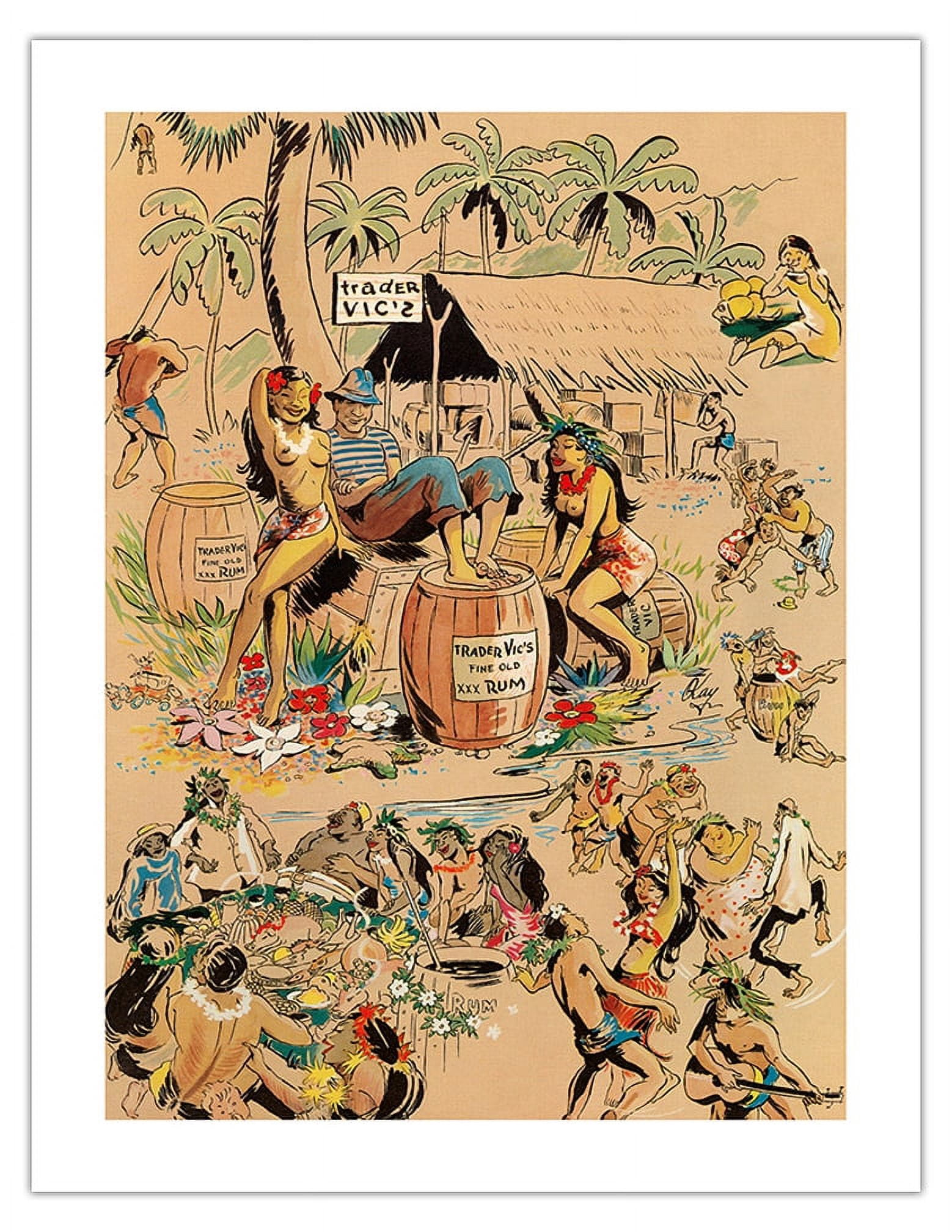 Trader Vics Tiki Bar Menu Cover - Vintage Advertising Poster by Kay c ...