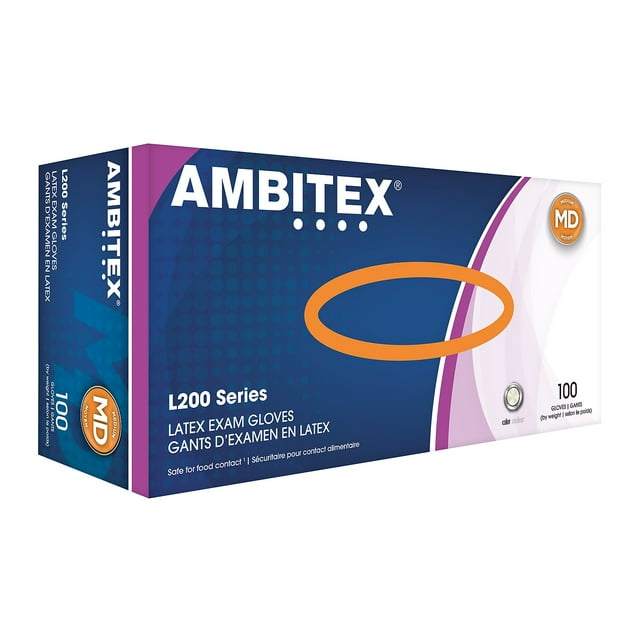 Tradex Ambitex Medium Latex Powder Free Exam Gloves Cream, Textured, 5 ...