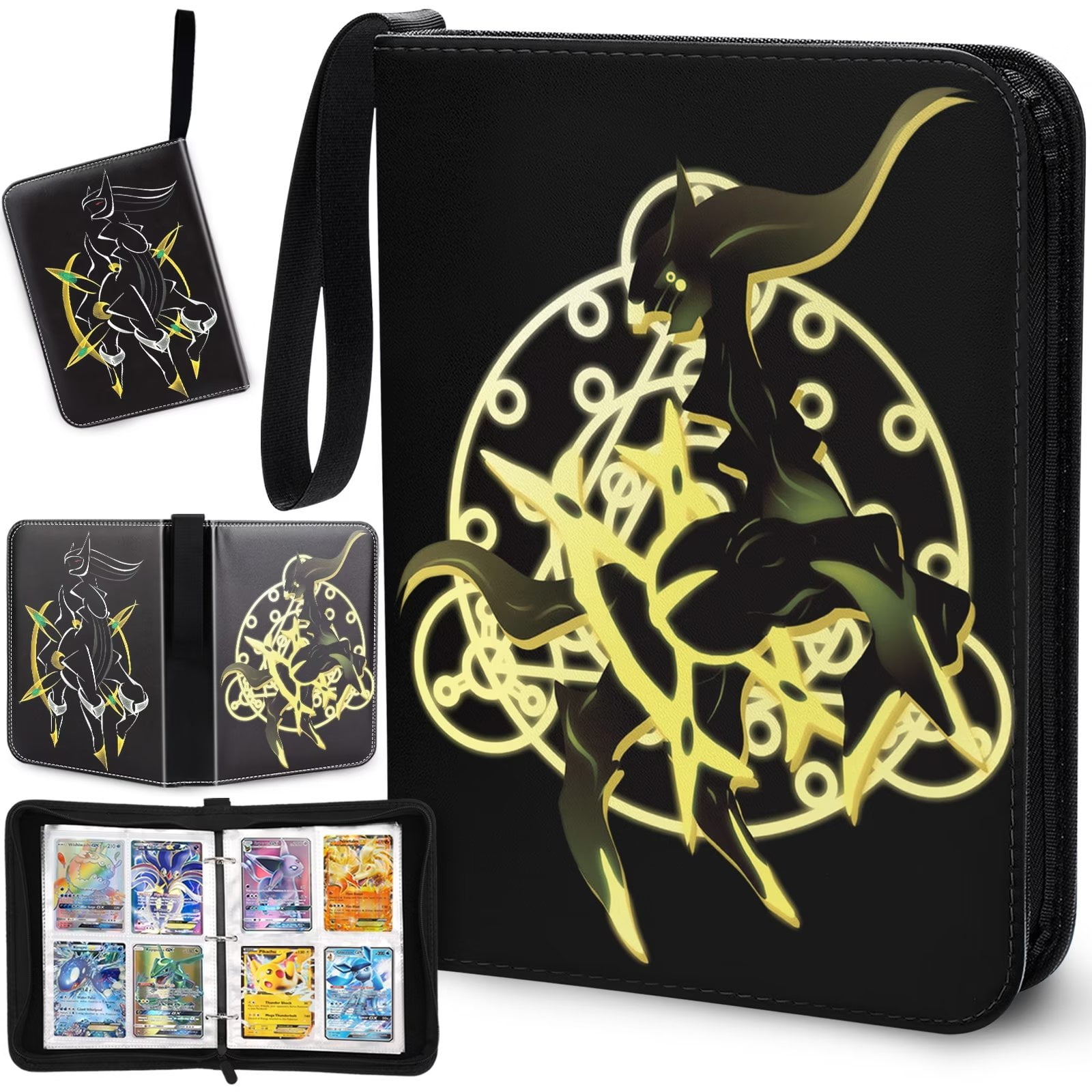 Trading Card Binder, 4-Pocket Album Book Holder for TCG Game, Fits 400 ...