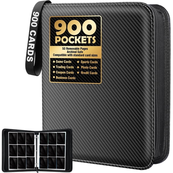 ZFITEI, Trading Card Binder, 900 Pockets, Waterproof and Acid-Free ...