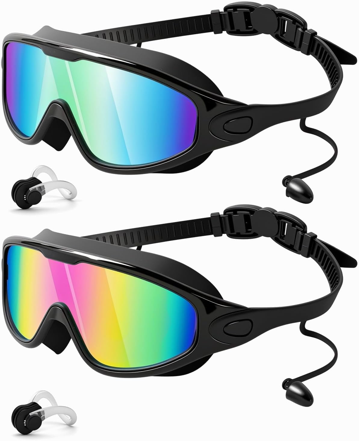 Swim Goggles 2 Pack, Wide View Anti Fog&UV Swimming for Audlt, No ...