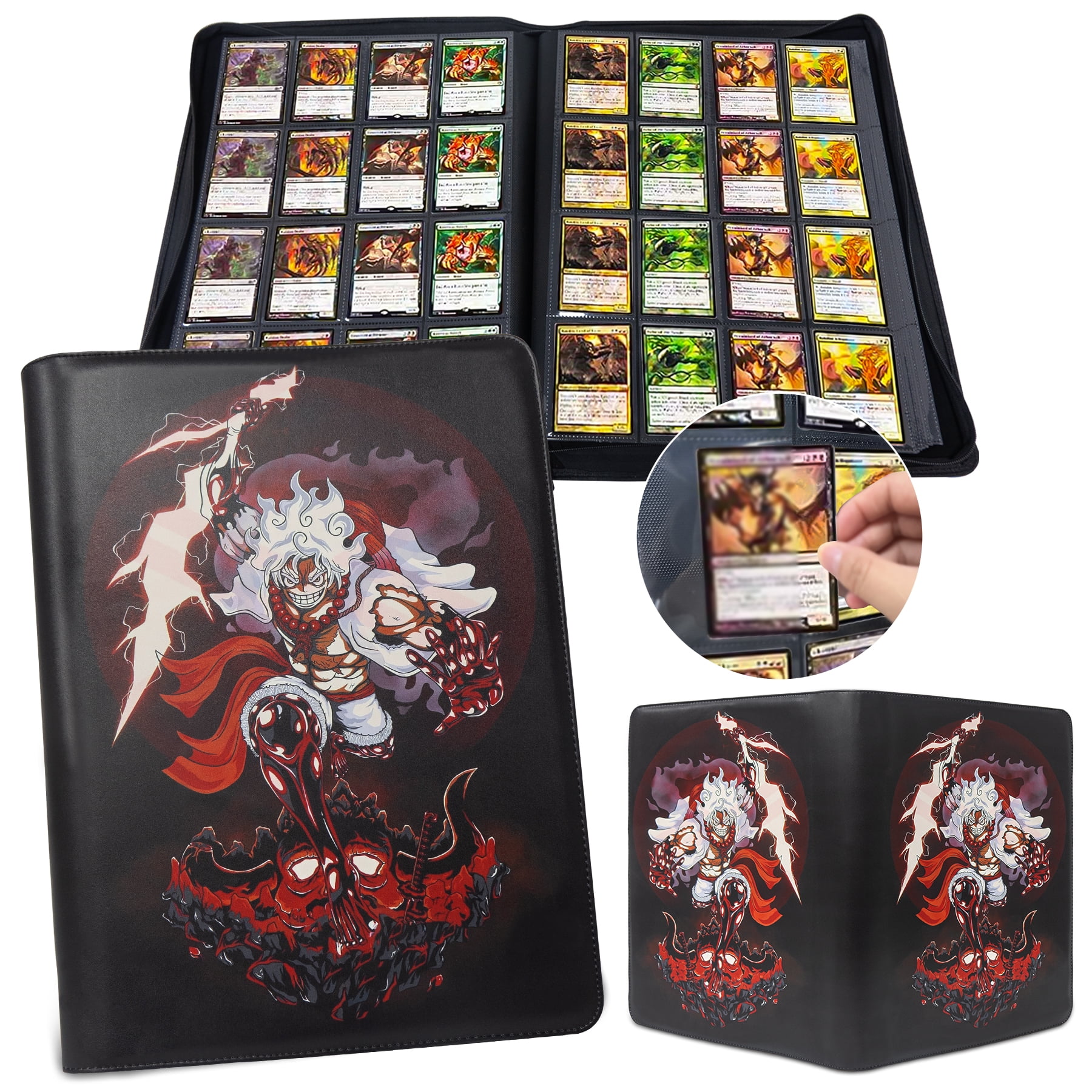 Trading Card Binder for One Piece Cards,16 Pocket with 32 Sleeves up to ...