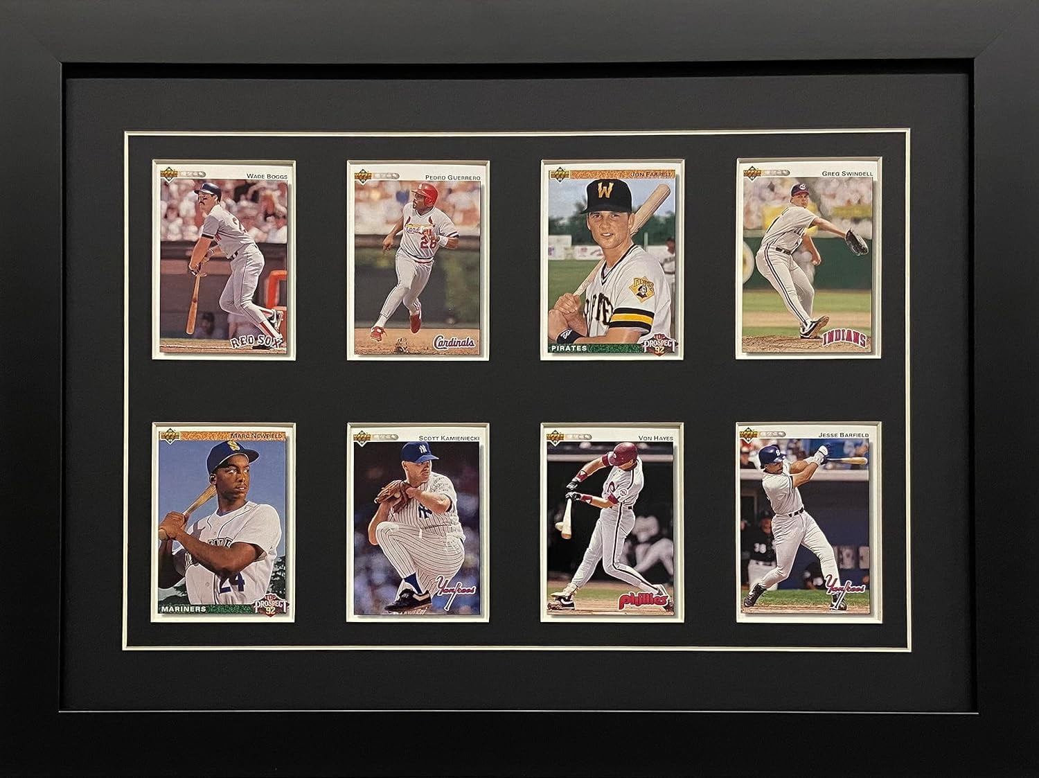 Trading Card Display Frame 8 Cards Black Wood Frame with Matting and ...