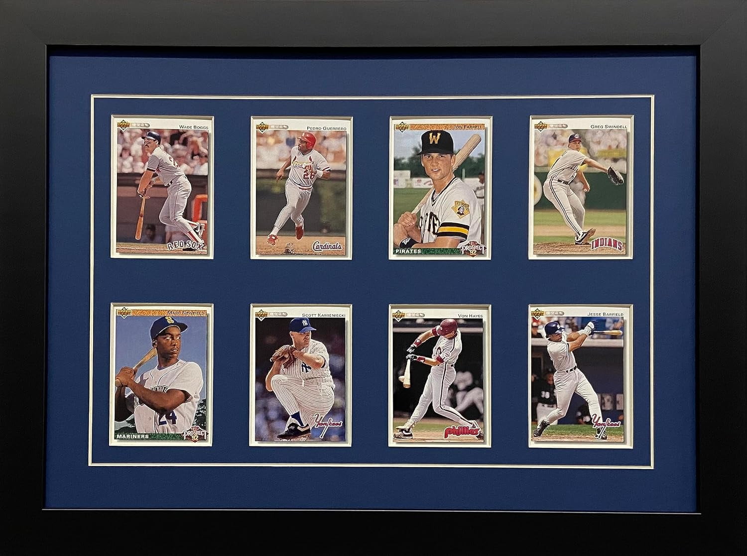 Trading Card Display Frame 8 Cards Black Wood Frame with Matting and ...