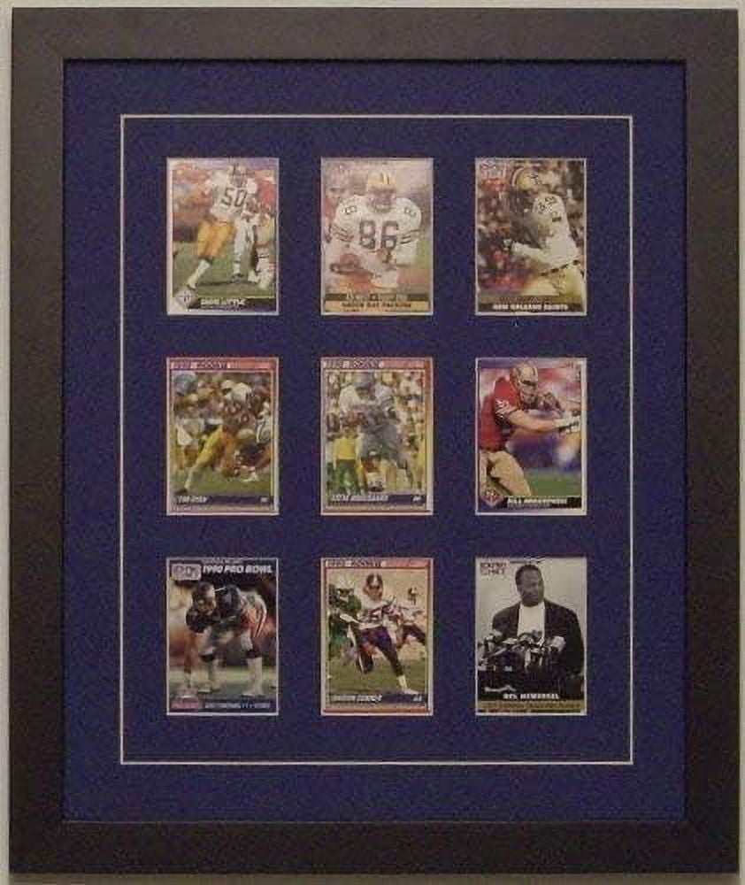Trading Card Display Frame for 9 Cards Dark Blue (White Trim) Mat and ...