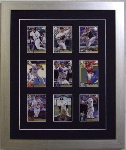 Trading Card Display Frame for 9 Cards with Black Matting and Brushed ...