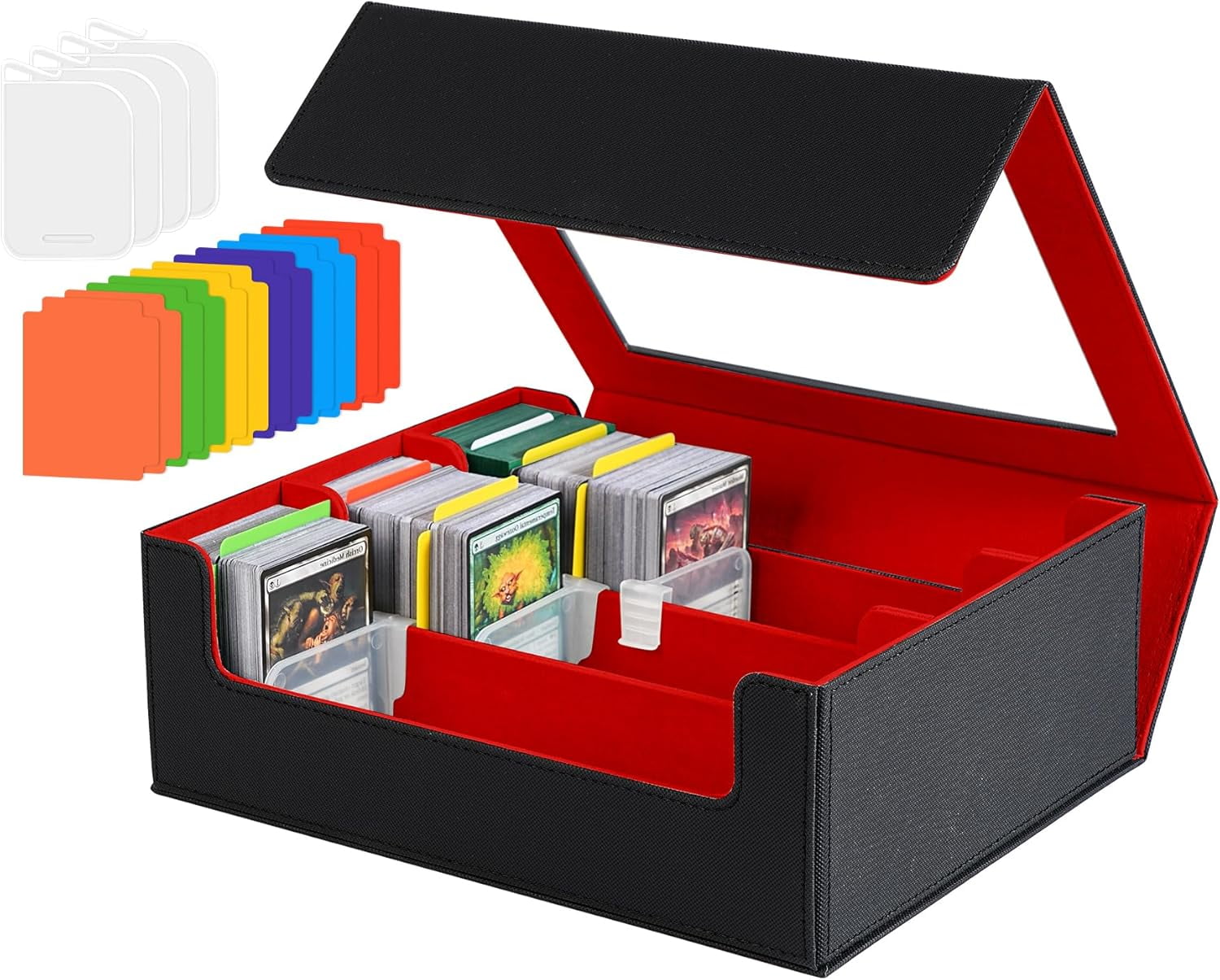 Trading Card Storage Box - 2400+ Commander Card Deck Case with See-through Display Top for Magic ...