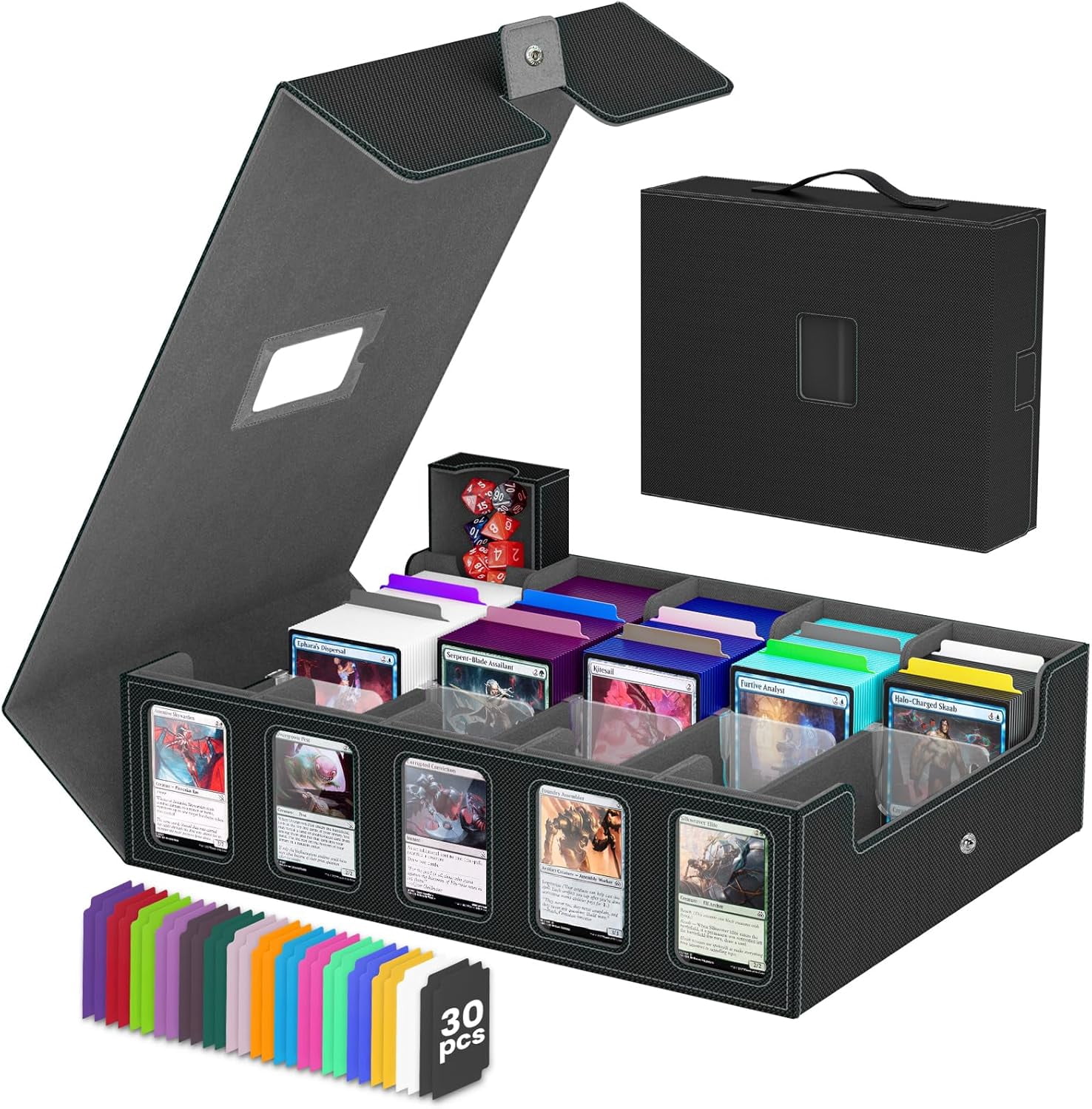 Trading Card Storage Box , 5-Row Card Case with Commander Display ...