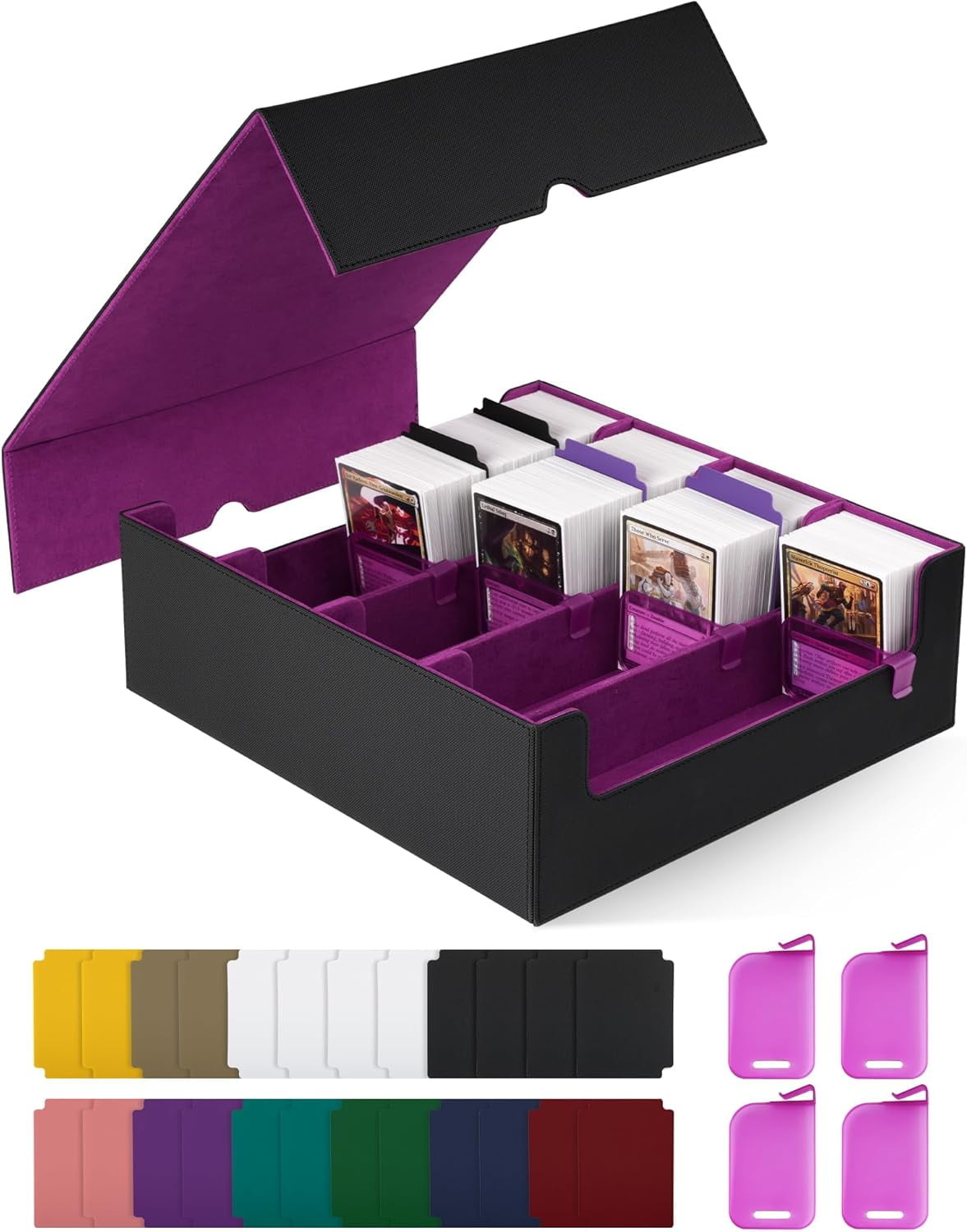 Trading Card Storage Box,Card Deck Case Holds 2400+ Cards, PU Leather ...